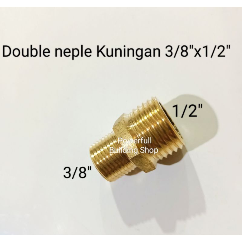 Jual Double neple Kuningan drat luar 1/2"x3/8" / Double nepel drat luar 1/2inch x drat luar 1 ...