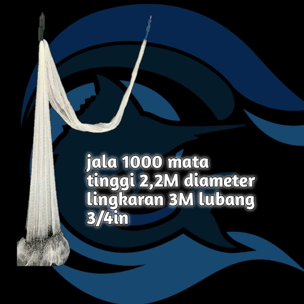 Jual Jala Lempar Jaring Lempar Jala Ikan 1000 mata tinggi 2,2 meter ...