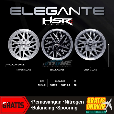 Jual HSR Ring 15 Baut 4 PCD 4X100, 4X114 Type Elegante Velg Mobil R15 Cocok Buat City Car ...