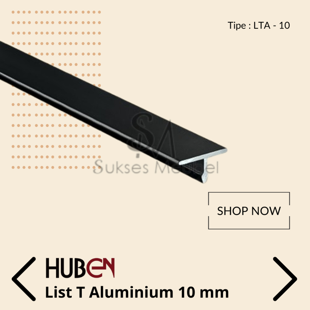 Jual (UTUH 3 METER) HUBEN List T Aluminium 3 Meter LTA 10 | Lebar 10 mm ...
