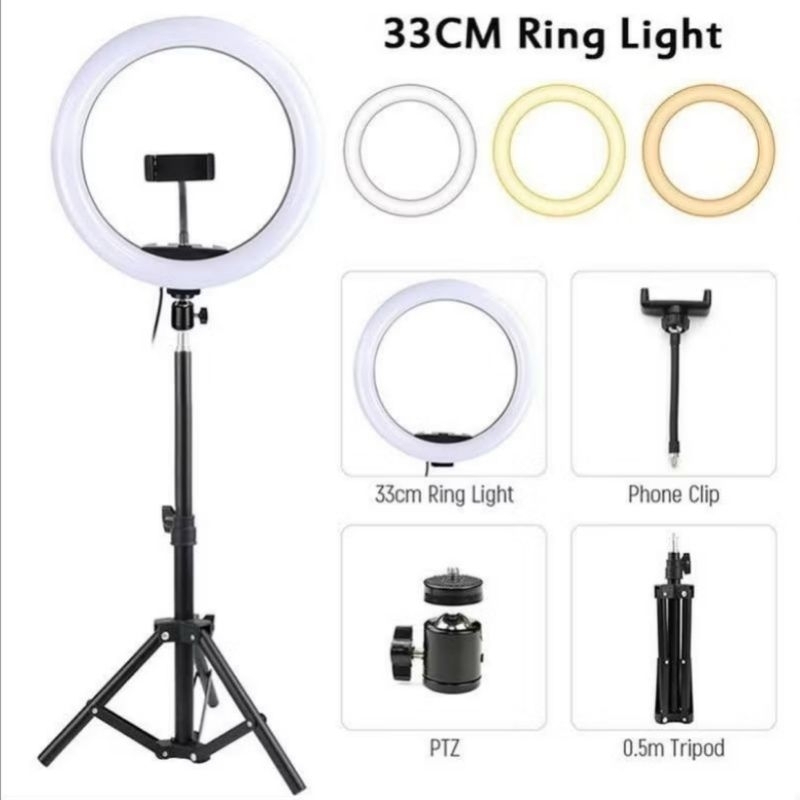 Jual LAMPU RING LIGHT LED 33CM 13 INCH RINGLIGHT SELFIE 3 MODE LIVE ...