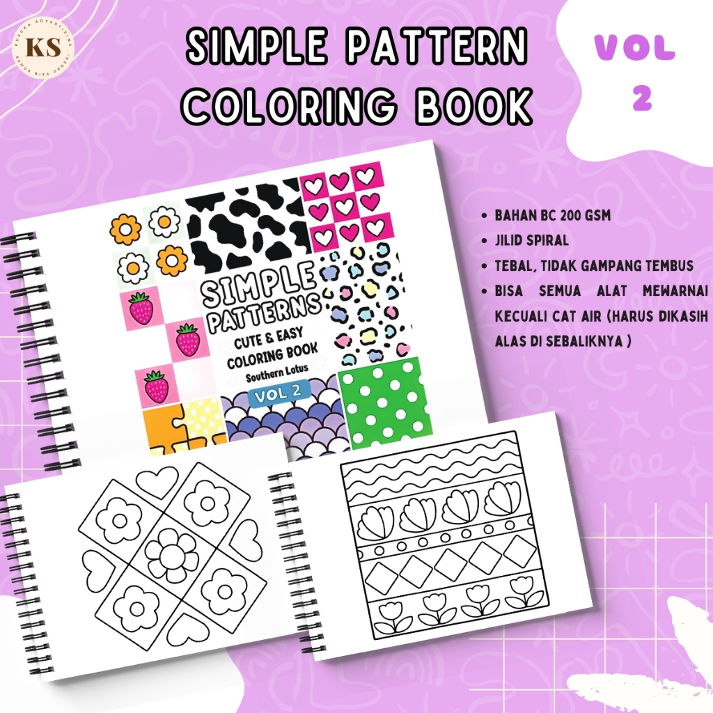Jual SIMPLE PATTERN VOL 2 Coloring Book UKURAN A5 Coloring Book For ...