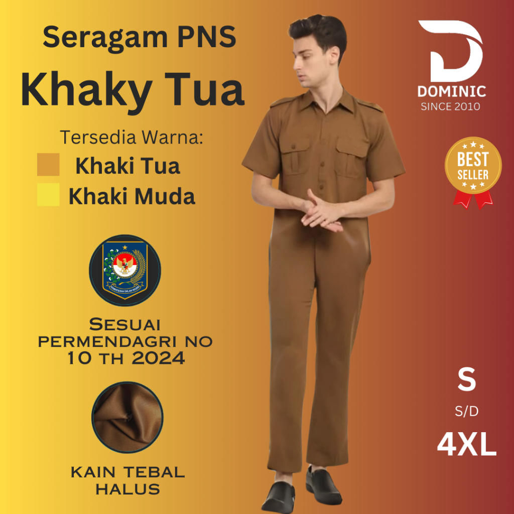 Jual Seragam Pemda PNS ASN PDH Pria Cokelat Khaki Keky Muda Tua ...