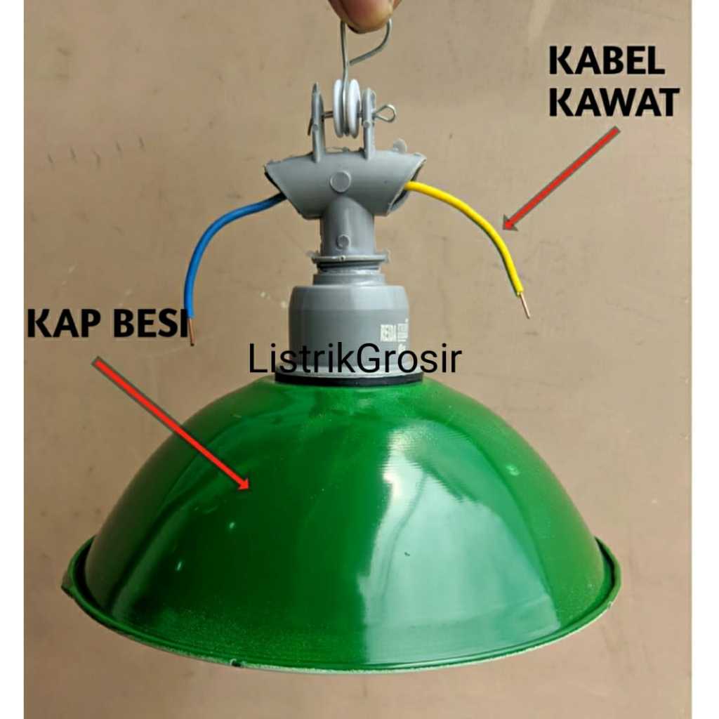 Jual (KABEL KAWAT) SET KAP MINI HIJAU 19CM SET Kap IJO + Fiting KABEL KAWAT Tudung Lampu Jalan ...