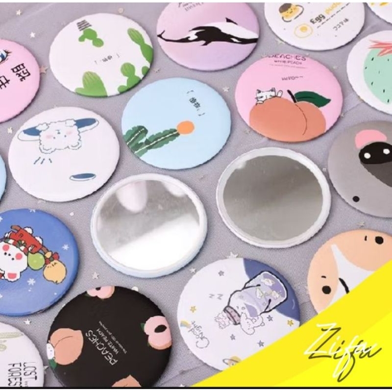 Jual CERMIN KACA BULAT KECIL/DANDAN RIAS/MOTIF KARTUN LUCU/MURAH/MAKE ...