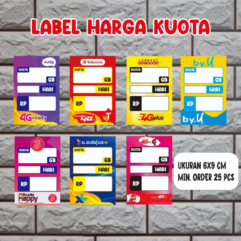 Jual Display Label Harga Kuota/Label Harga Voucher/Label Harga Paket ...