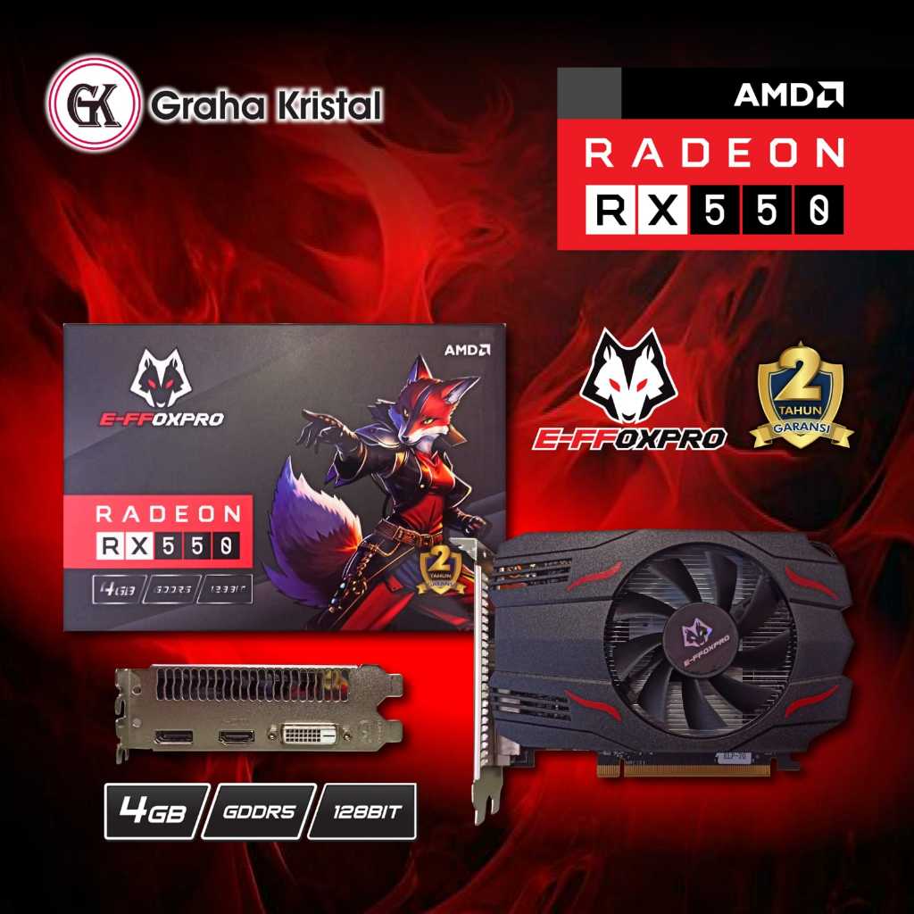 Jual VGA E-FFOXPRO RX 550 4GB GDDR5 128BIT Garansi 2 Tahun Full ...