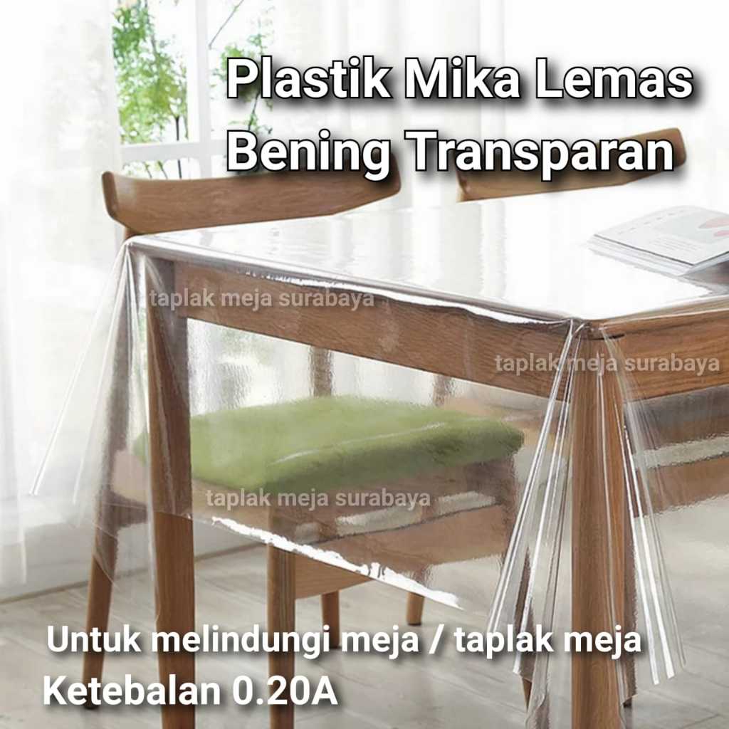 Jual Taplak Meja Plastik Mika Bening Transparan Meteran Tebal 0.20A | Shopee Indonesia