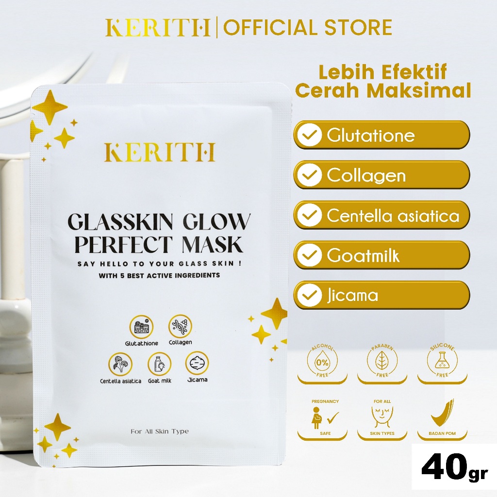 Jual Glasskin Glow Perfect Mask by Kerith masker tone up pencerah wajah ...