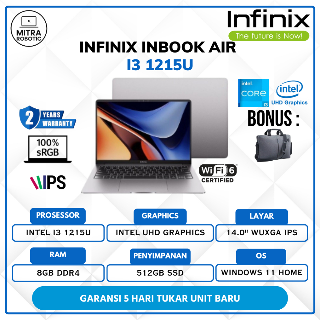 Jual Laptop INFINIX Inbook AIR i3-1215U 8GB 512GB 14" WUXGA IPS sRGB ...