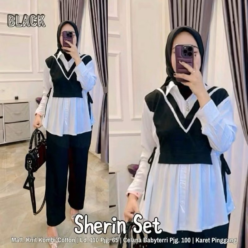 Jual SHERIN SET CRINKLE AIRFLOW LD 110 // SETELAN ROMPI POLOS KOMBINASI ...