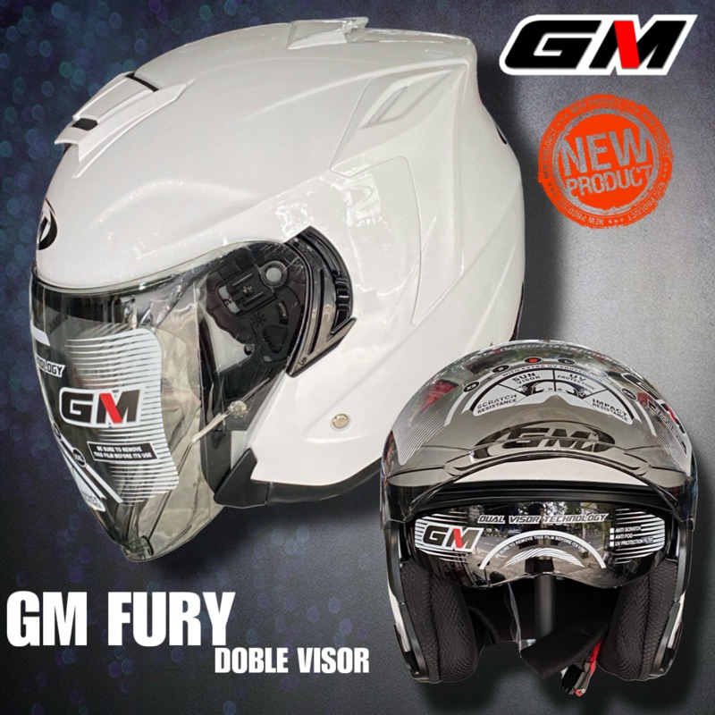 Jual HELM GM FURY DOBLE VISOR / Helm Halface dengan kacamata | Shopee ...
