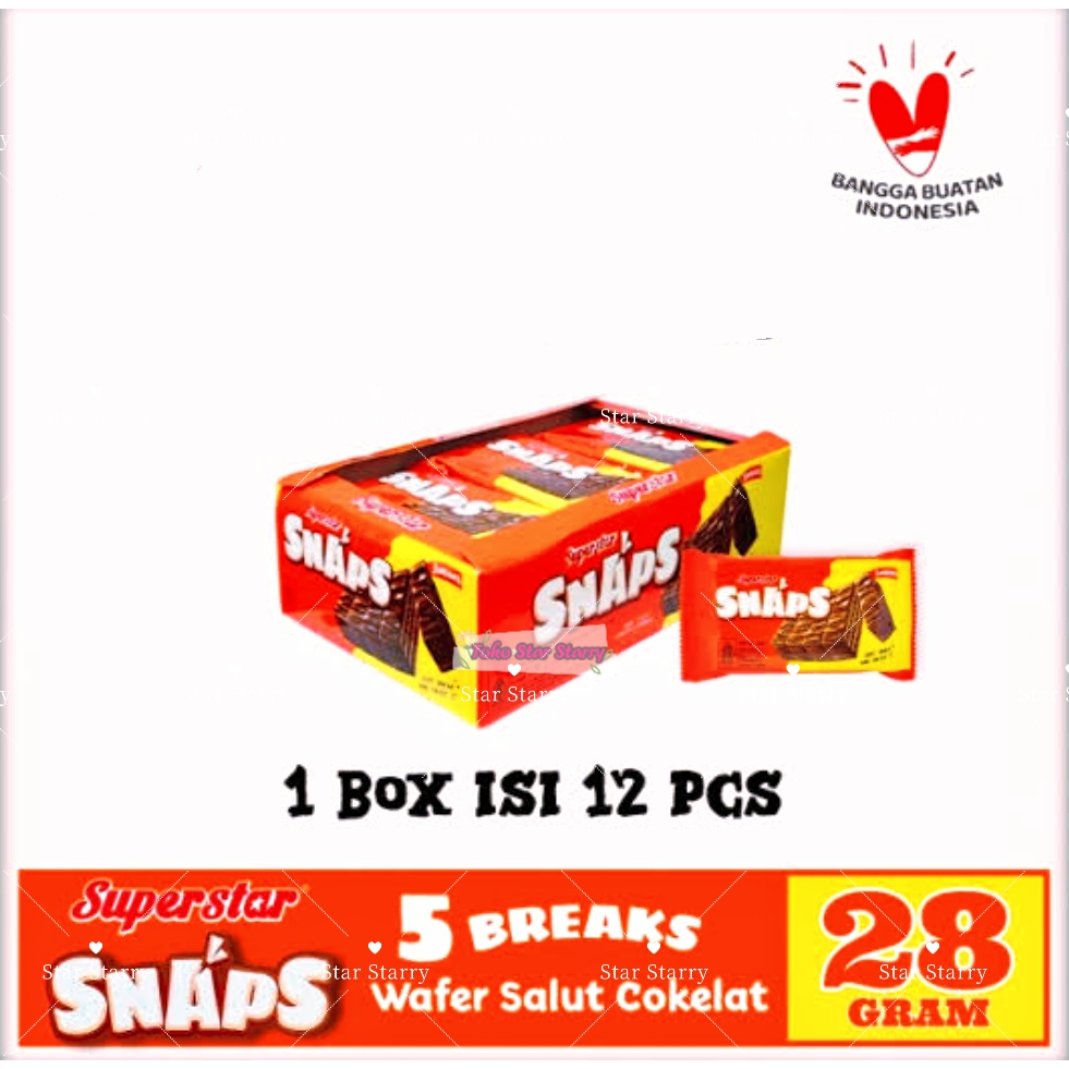 Jual [Per Pack] WAFER SUPERSTAR SNAPS FULL CHOCOLATE BOX 28 GRAM ...