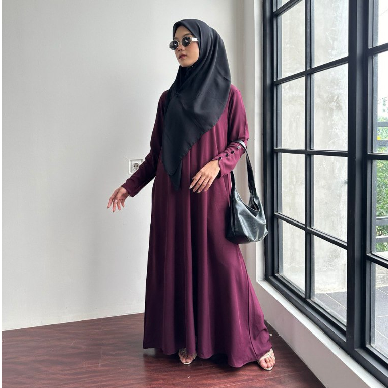 Jual Yerra Abaya Anti UV Gamis Lebaran Wanita 2025 Outfit Umroh Haji Premium Hitam Mewah Elegan ...