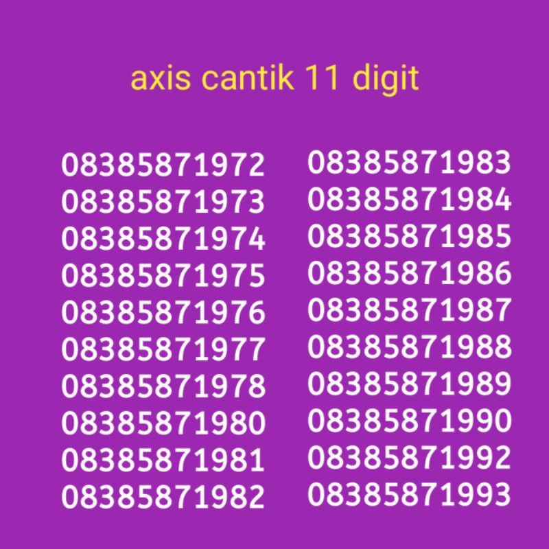 Jual nomor axis 11 digit cantik seri angka tahun | Shopee Indonesia