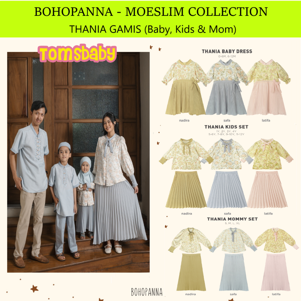 Jual [TOMS] BOHOPANNA (1set) THANIA BABY , KIDS & MOM Set | ALLIYA Gamis | MALIKA Set Kids Baby ...