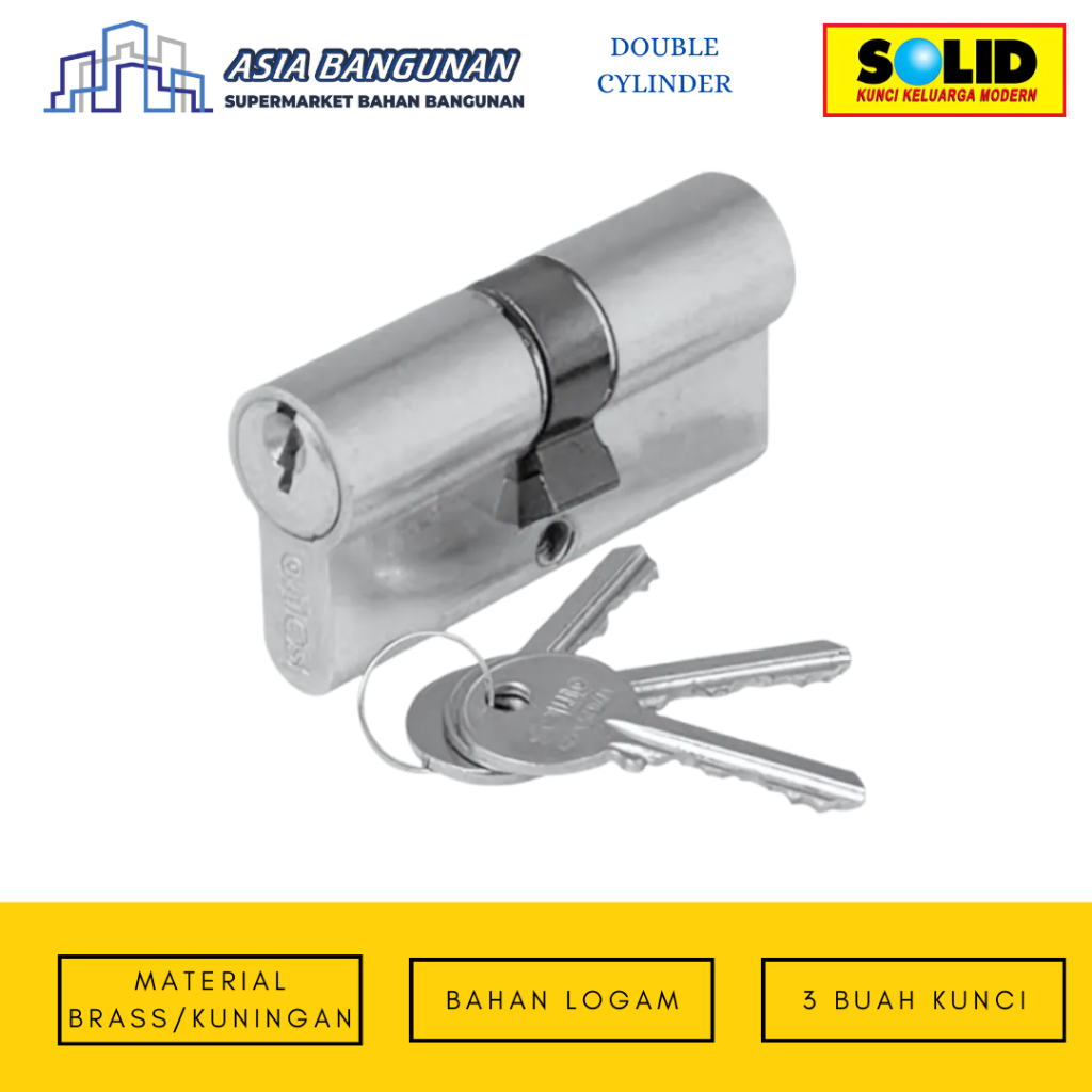 Jual SOLID KUNCI PINTU RUMAH DOUBLE CYLINDER SET LENGKAP 3 KUNCI ...