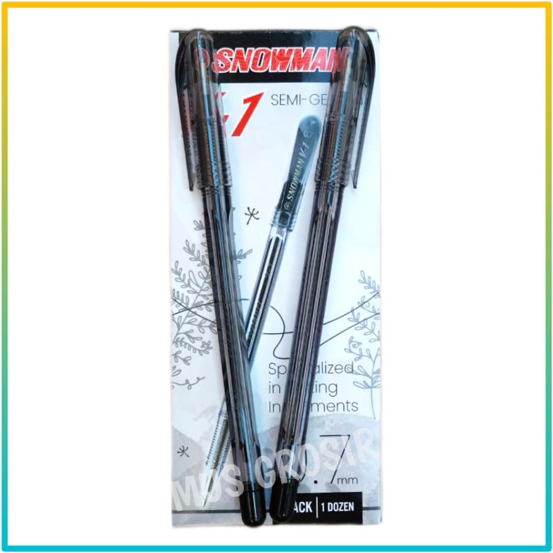Jual Pulpen Snowman V1 Hitam Merah 12Pcs Ballpoint Pen Pena 0.7mm ...