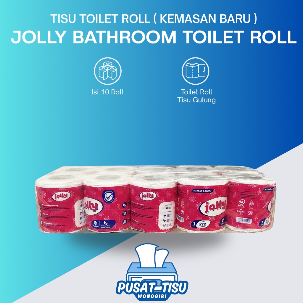 Jual Tissue Jolly Bathroom 200 Sheet - 1 Pack isi 10 Roll / Tisu Toilet ...