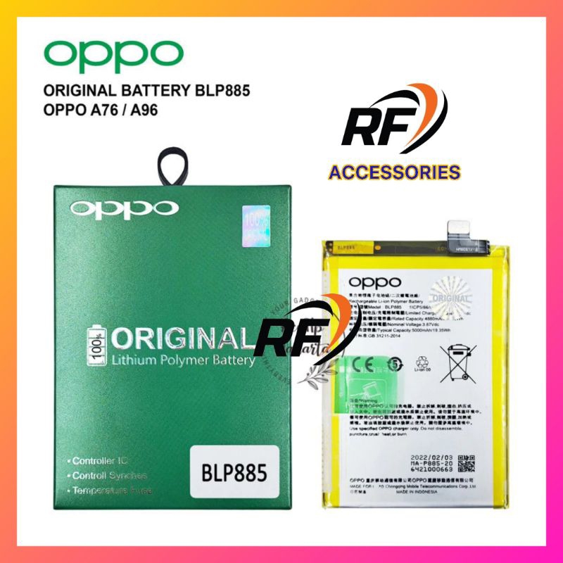 Jual Baterai Batre Oppo A76 4G / A96 4G Batu Batrei BLP 885 Battery Blp 885 Original 100% ...