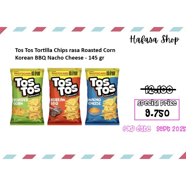 Jual Tos Tos Tortilla Chips rasa Roasted Corn Korean BBQ Nacho Cheese ...
