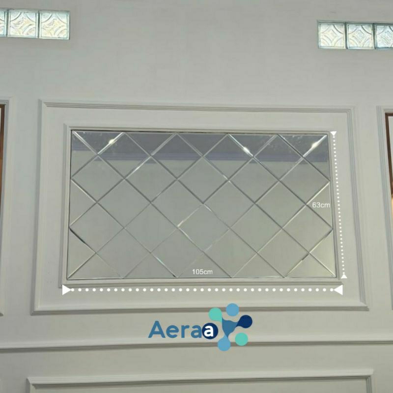 Jual paket set 15x15 ukuran 63x105 kaca cermin bevel moulding dinding ...