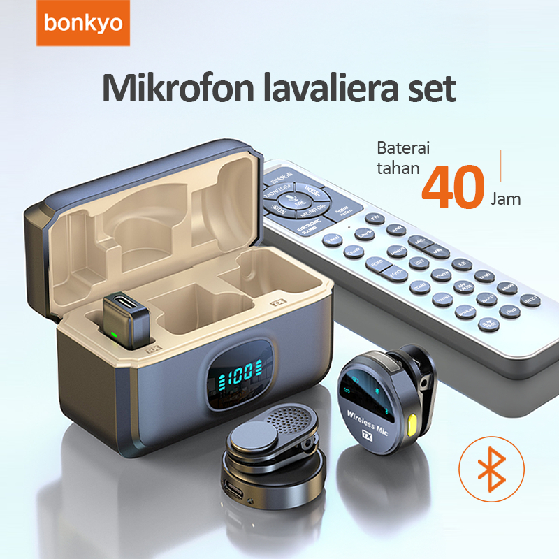 Jual Bonkyo Wireless Clip on Mic Sound card Dual Mikrofon Lavalier ...
