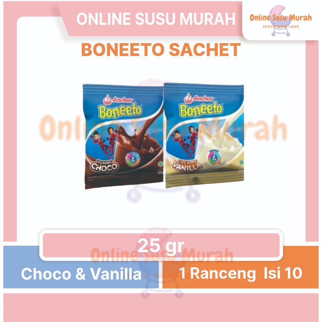 Jual BONEETO SACHET VANILA & COKLAT 10 X 25G (1 RENCENG ISI 10) SSSC ...