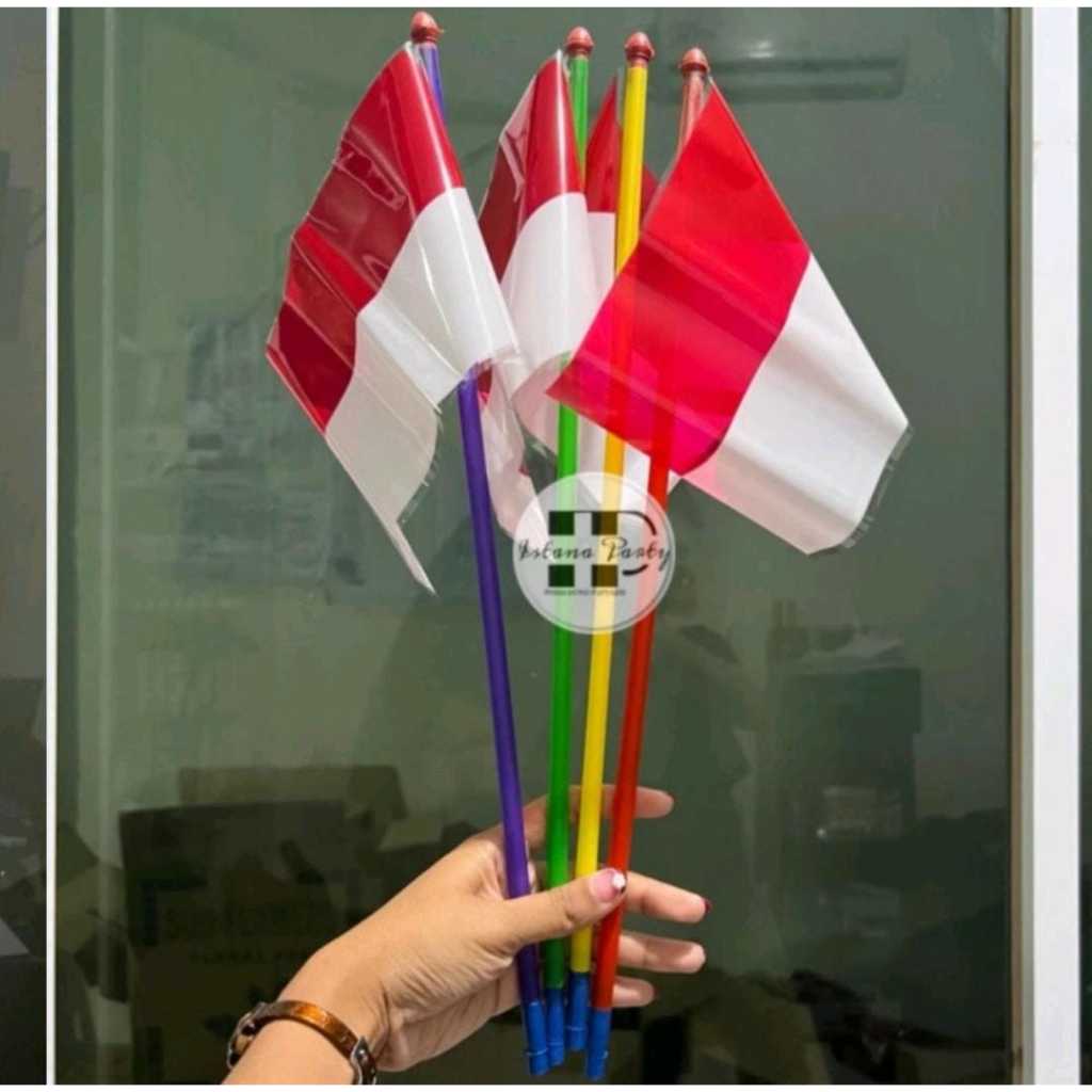 Jual (1pcs) Stick Bendera Merah Putih Plastik Plus Peluit / Gagang ...