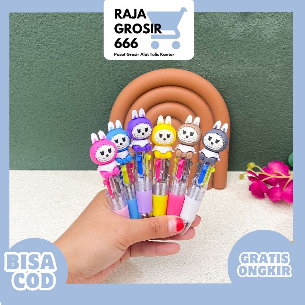Jual Pulpen Cetek 4 Warna Labubu PC-1726 / Pena pen alat tulis sekolah ...
