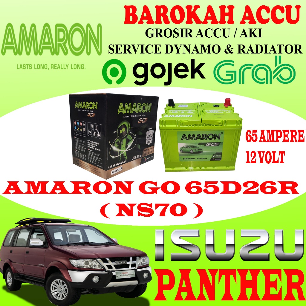 Jual AKI / ACCU MOBIL ISUZU PANTHER AMARON GO 65D26R / NS70 , 65 AH ...