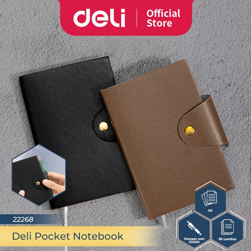 Jual Deli Buku Catatan Sampul Kulit / Leather Cover Notebook A6 A7 96 ...