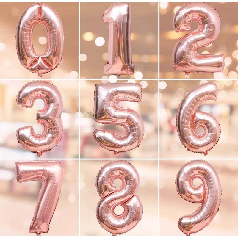 Jual HLSM - (1pcs) Balon Foil Angka ROSEGOLD 40 cm / Balon Angka Ulang ...