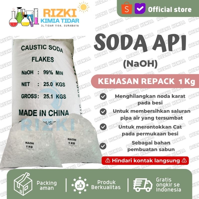 Jual Soda Api Caustic Soda NAOH 1kg Anti Sumbat Pembersih Pelancar ...