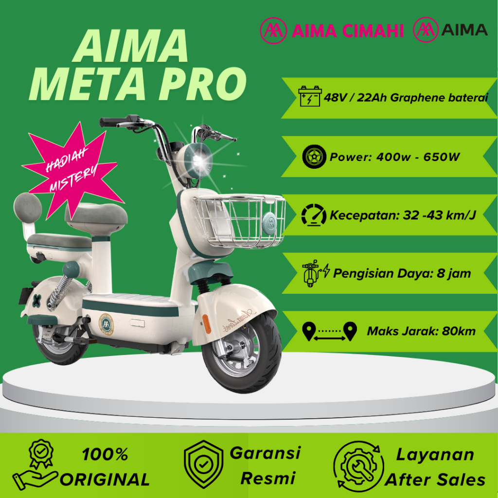 Jual AIMA Cimahi Sepeda Listrik AIMA Meta Pro 400 Watt | Shopee Indonesia