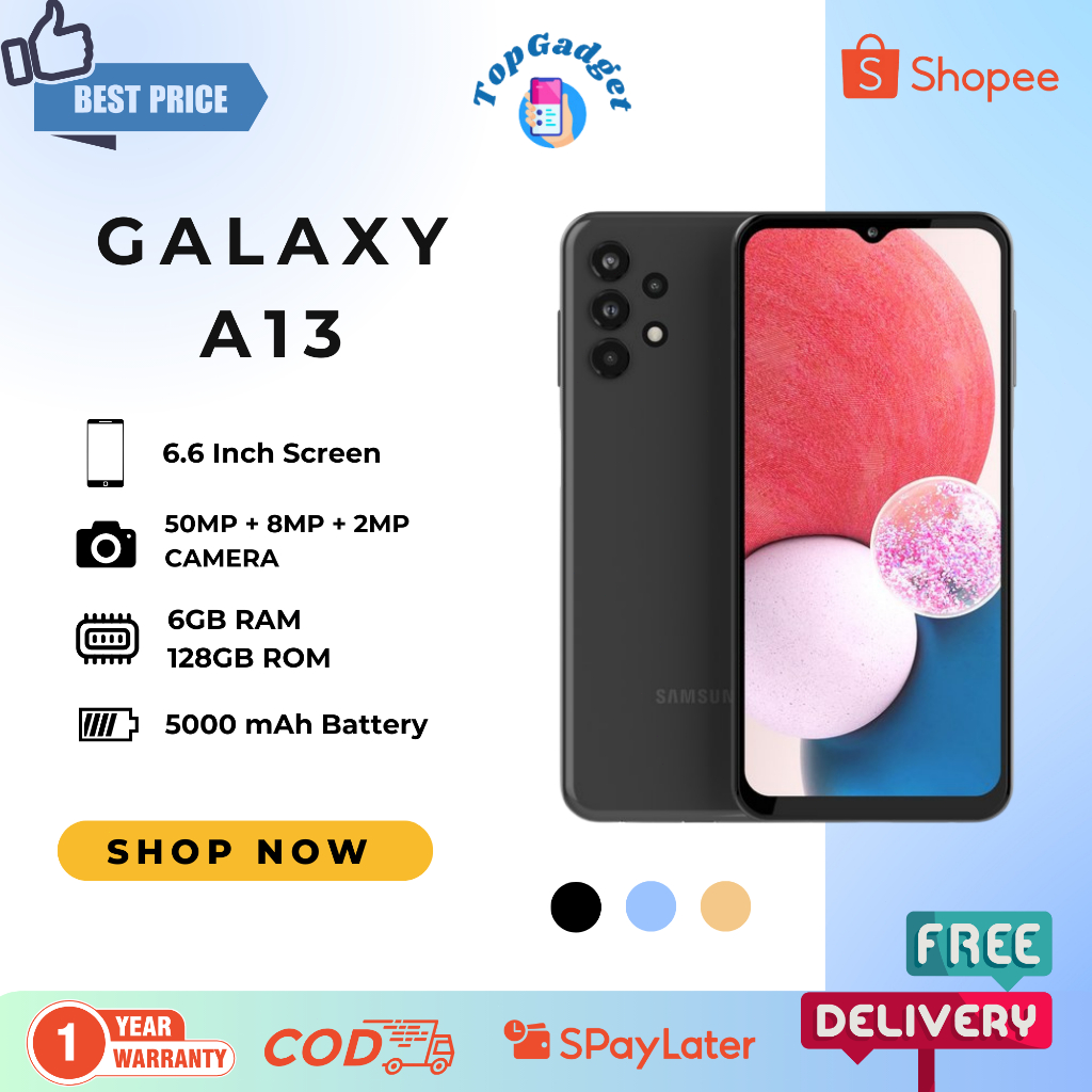 Jual SAMSUNG GALAXY A13 RAM 6/128GB GARANSI 1 TAHUN | FULLSET | Shopee ...