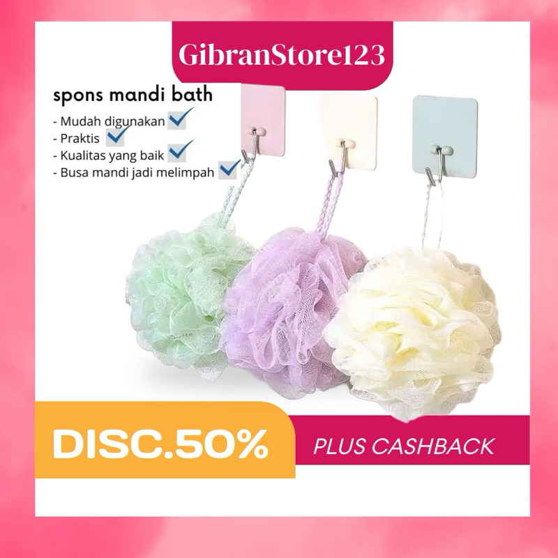 Jual SPONS MANDI SHOWER PUFF Bath Sponge Jaring Sikat Badan Spon Busa ...