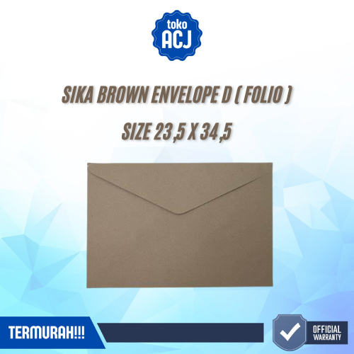 Jual SIKA BROWN ENVELOPE D ( FOLIO ) SIZE 23,5 X 34,5 | Shopee Indonesia