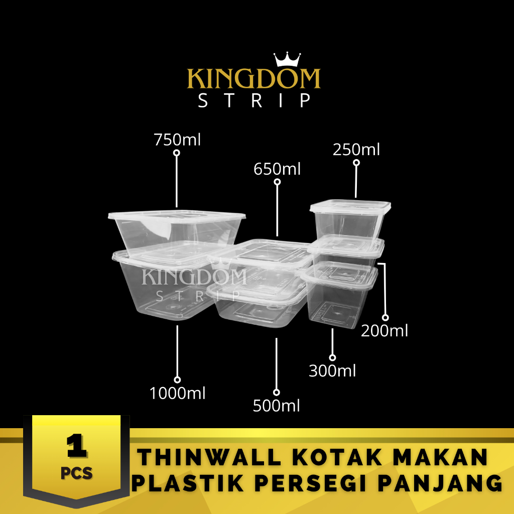 Jual Thinwall Kotak Makan Plastik Food Container Persegi panjang ...