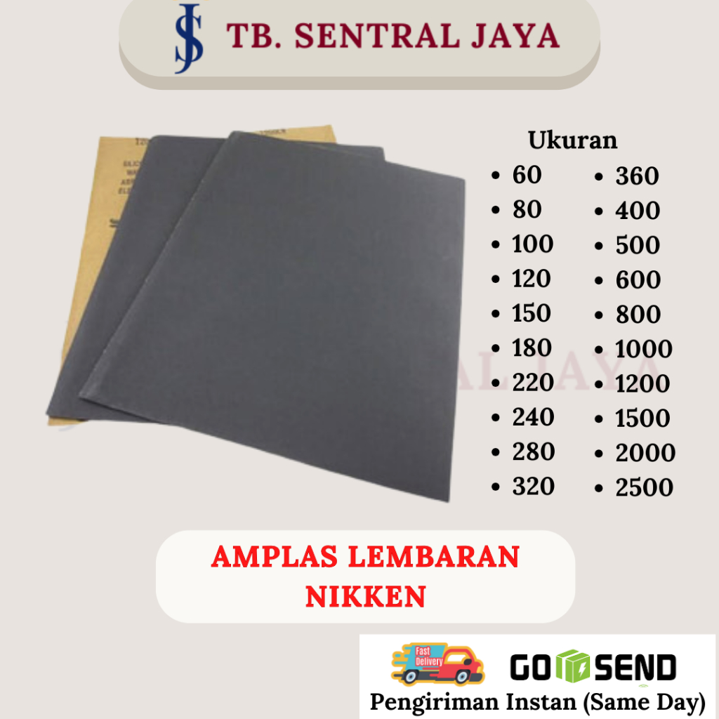 Jual Amplas Lembaran Merk Nikken/Amplas 60-2500/ Amplas Kayu Besi ...