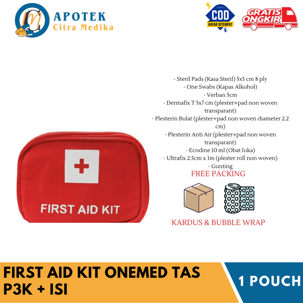 Jual First Aid Kit ONEMED 𝐓𝐚𝐬 𝐏𝟑𝐊 + 𝐈𝐒𝐈 - Pertolongan Pertama Saat ...