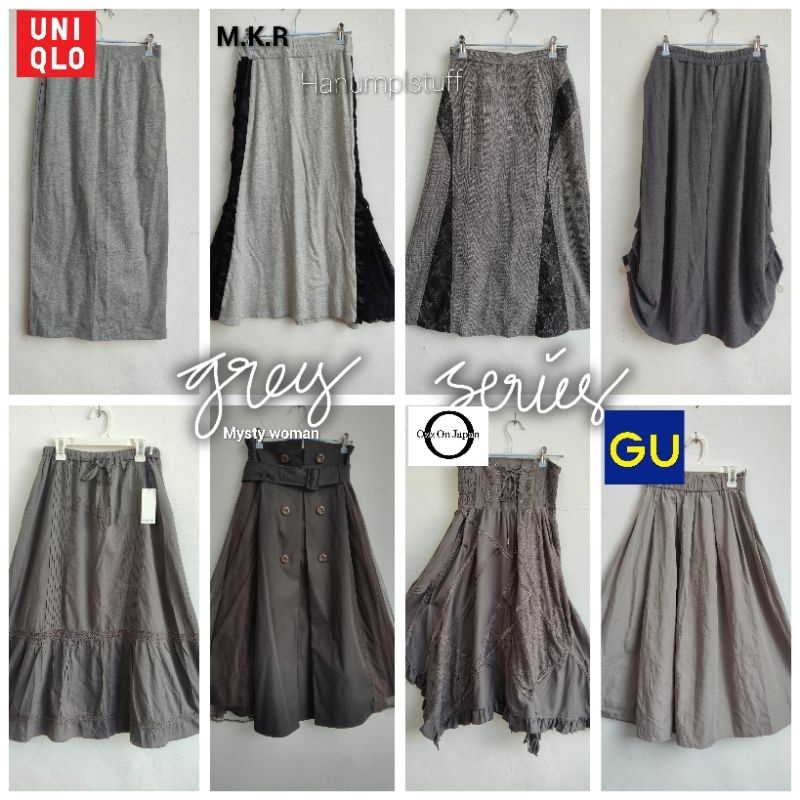 Jual ROK ABU GREY KNIT RAJUT CN KATUN TWEED POPLIN TWOTONE SERIES SPAN ...