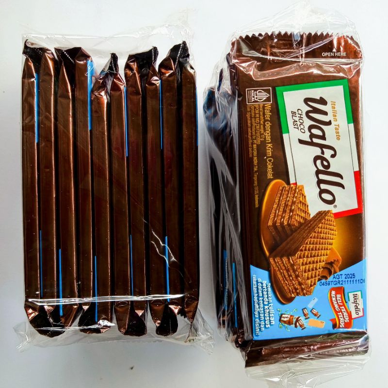 Jual wafer Wafello kemasan 1 pack isi 10 bungkus @17 gram rasa coklat ...