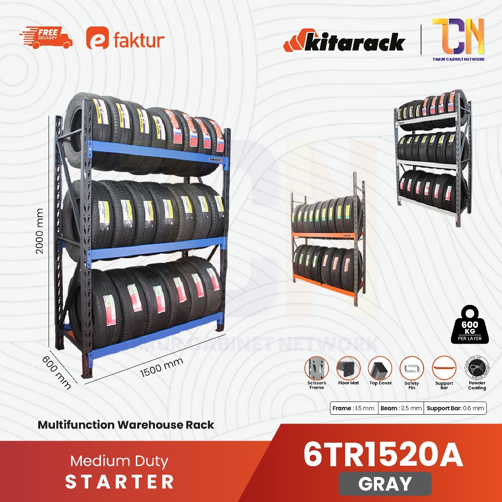 Jual KITARACK Rak Gudang Tire Rack 6TR1520 Rak Ban Motor Mobil 600KG ...
