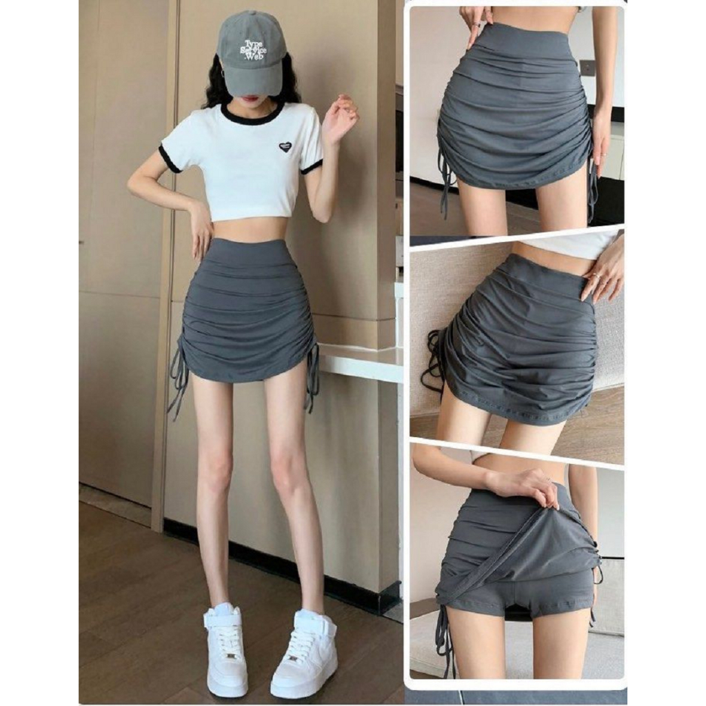 Jual Rok mini serut / Rok korea style / Rok mini tali samping | Shopee ...