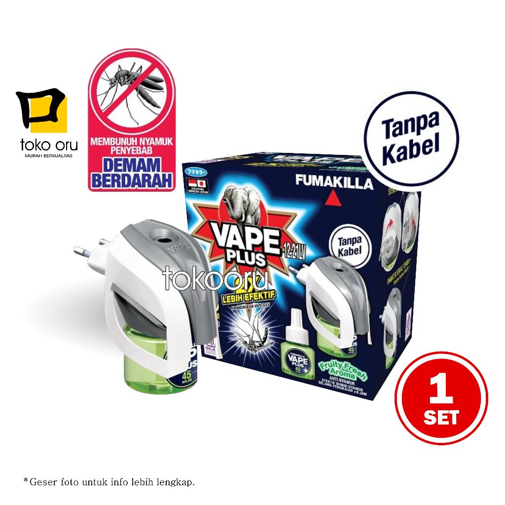 Jual Obat Nyamuk Elektrik Plus Tanpa Kabel Fumakilla (Alat Tanpa Kabel Dan Refill 45 Malam ...