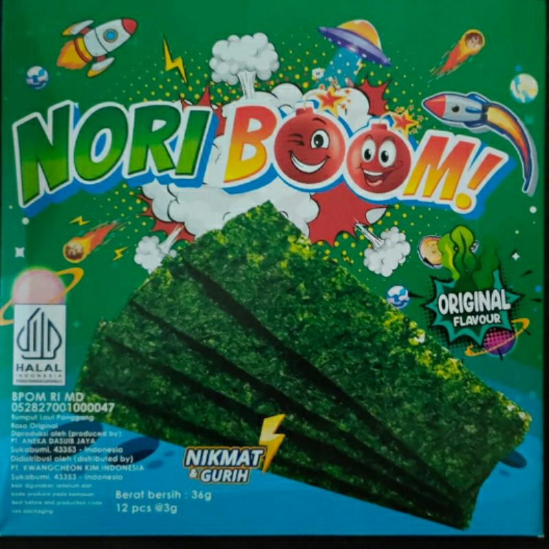 Jual Nori boom seaweed rasa original per box isi 12 bks @ 3g | Shopee ...