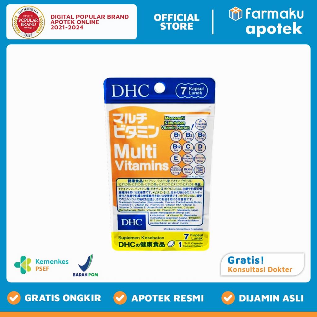 Jual DHC Multivitamins Daya Tahan Tubuh Supplement isi 7 Kapsul - KGS ...