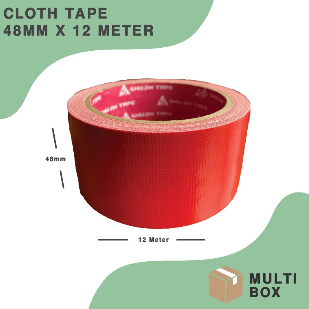 Jual Cloth Tape Lakban Kain Merah 2 inch 48MM X 12 Meter Shujin Tape Red | Shopee Indonesia