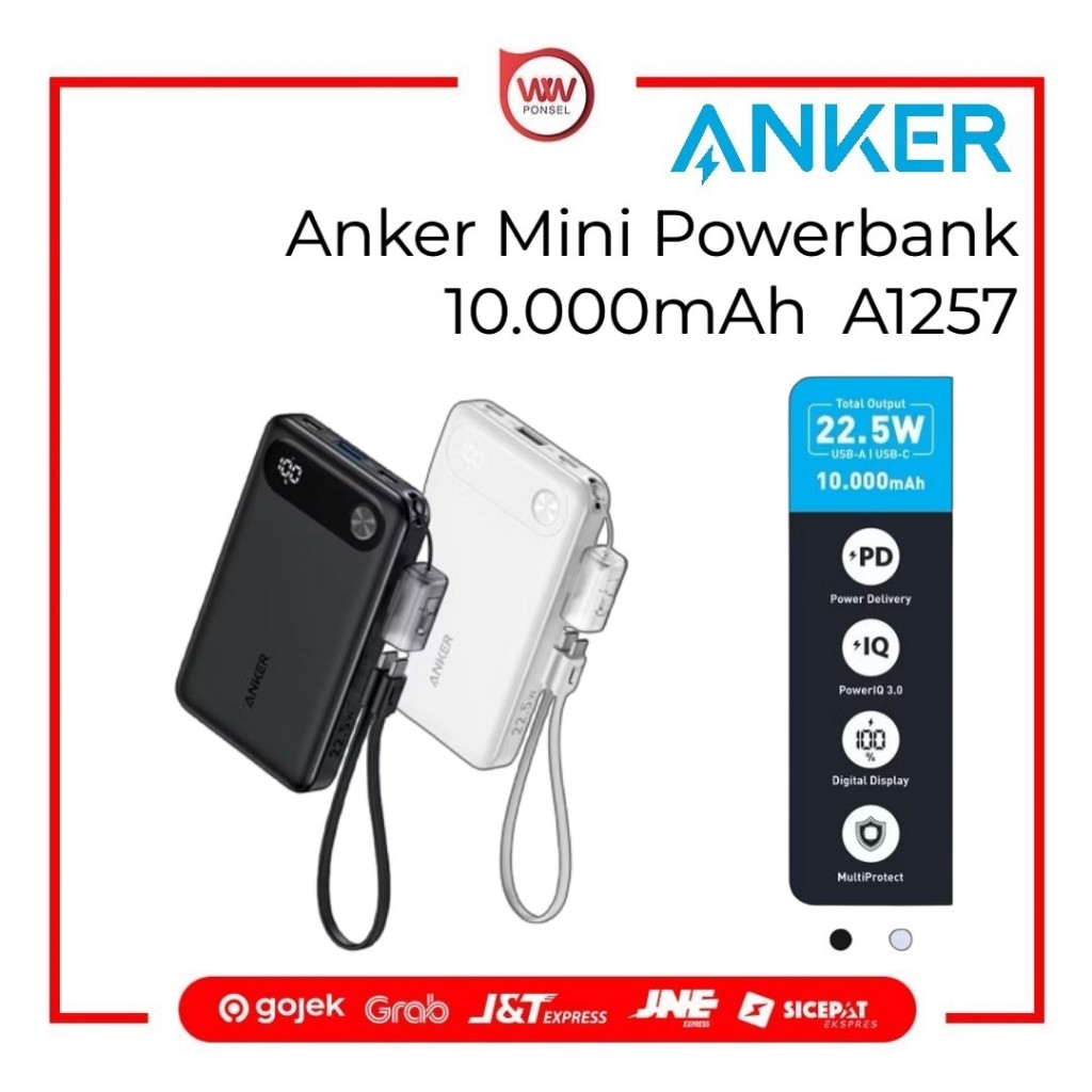 Jual Anker A1257 Mini Powerbank 10.000mAh Fast Charging 22.5W PD with USB-C Cable Digital ...